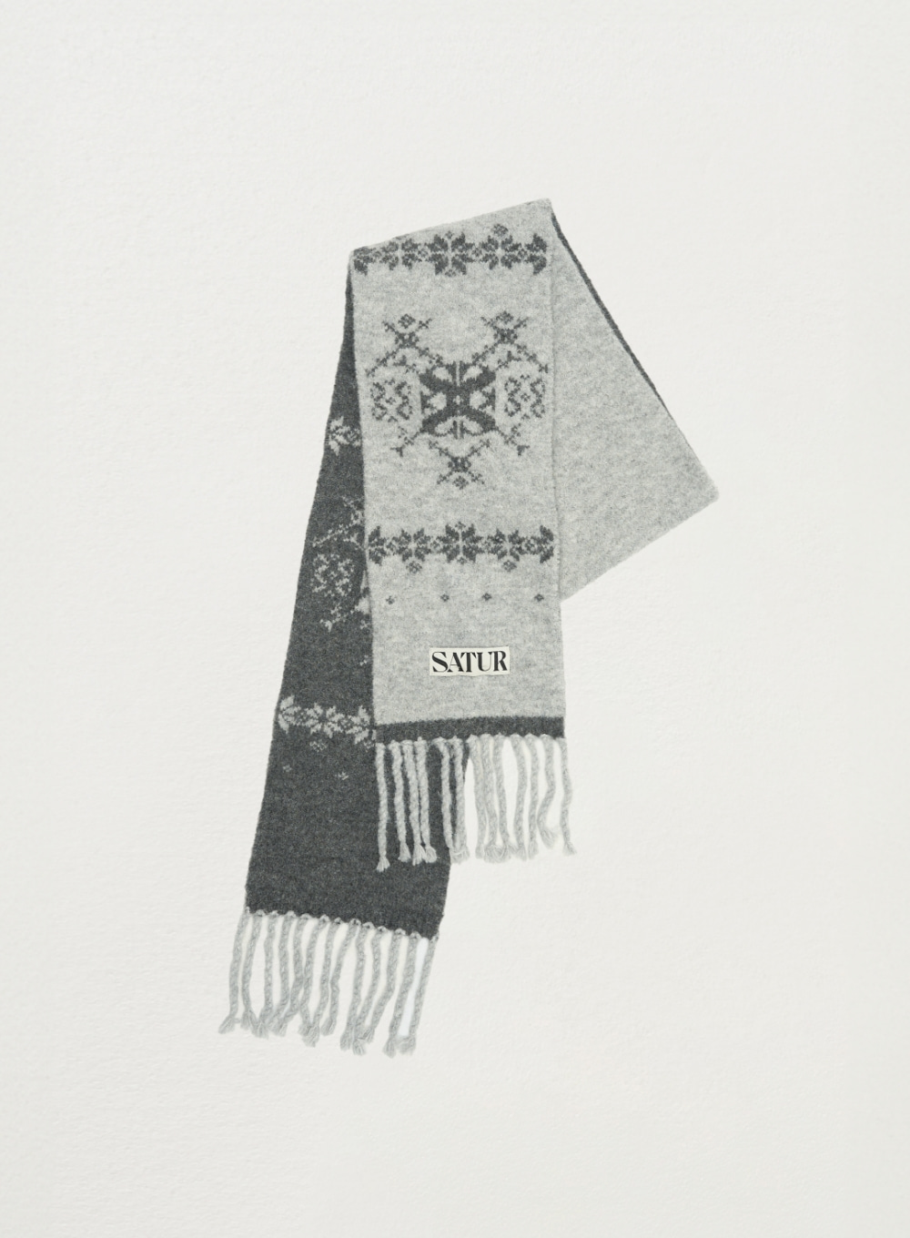 세터 Nordic Intarsia Knit Muffler - Gray - 위시버킷