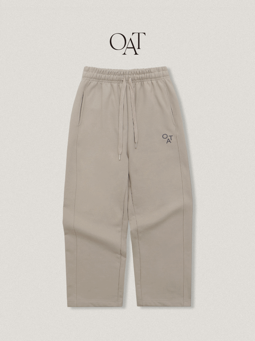 98도씨 [OAT/Limited 10%] Step Fluff Sweat Wide Pants - Fog Beige - 위시버킷