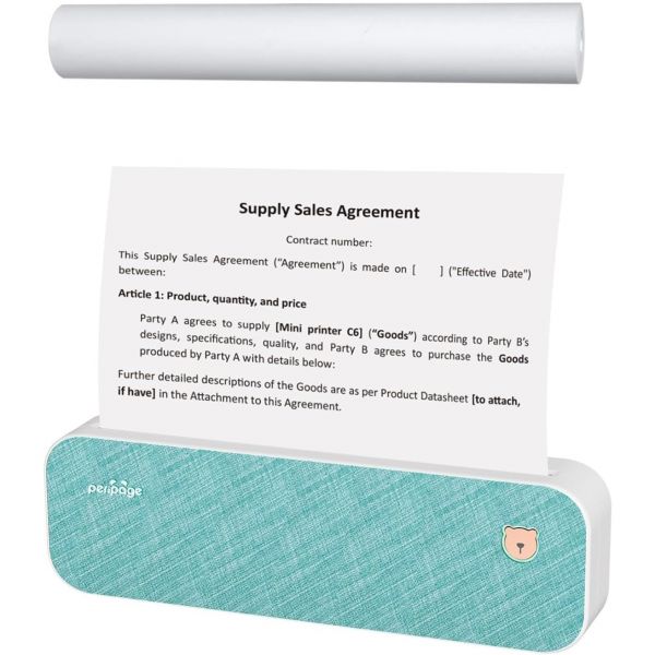 페리페이지 IOIOO A40 페리페이지 휴대용 잉크가 없는 글자 크기용 보온 프린터 8.5x11인치 종이 블루, Blue_200 ...