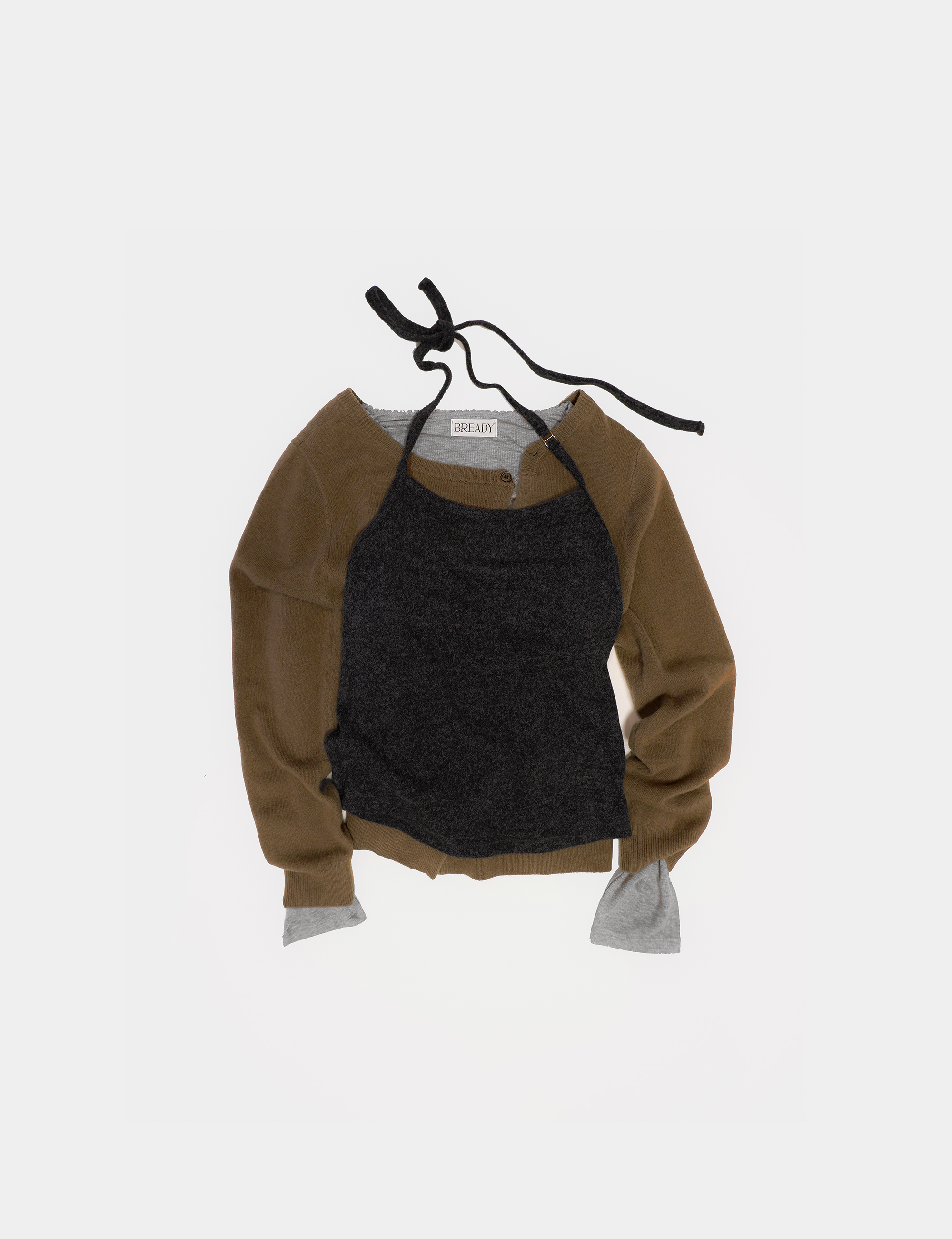 M627HOUSE Peach halter-neck top In Charcoal (2c) - 위시버킷