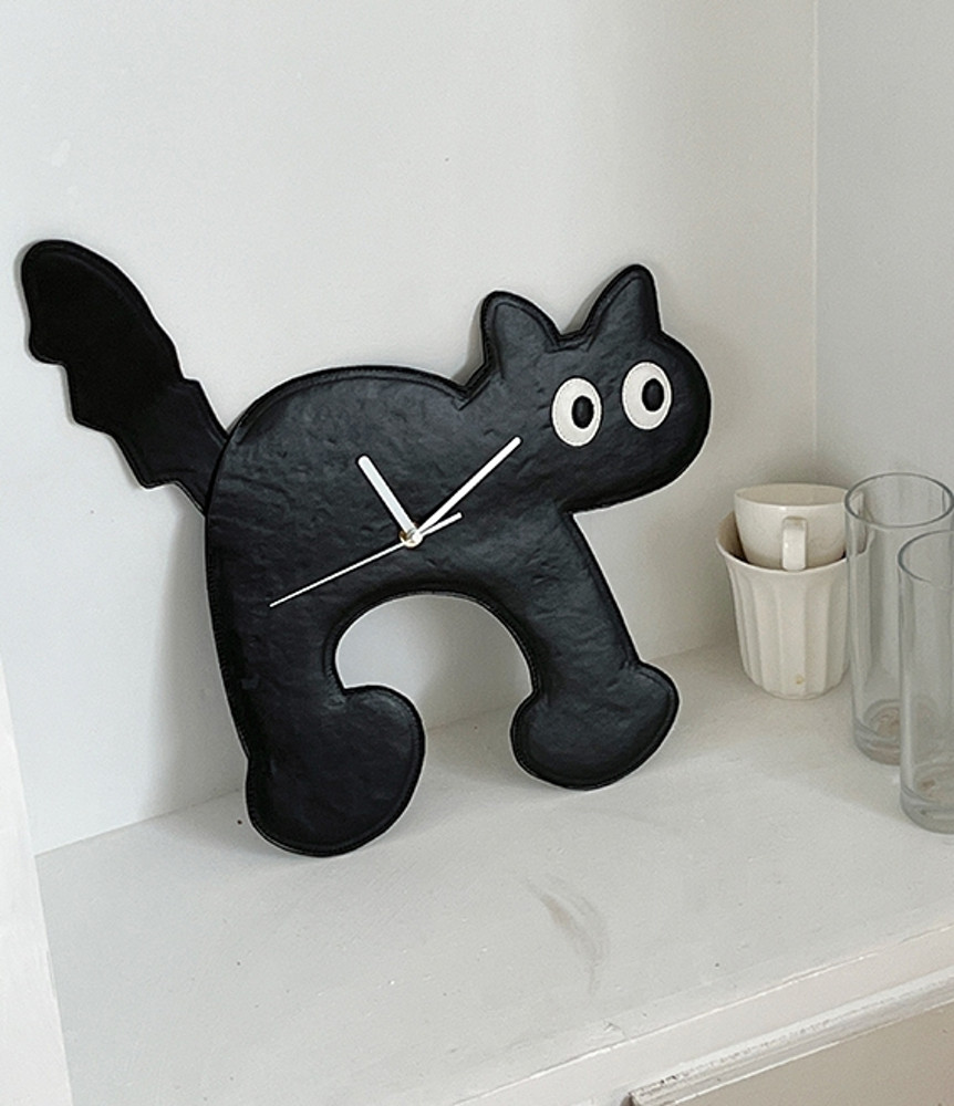 쏠띵즈 Kitsch Meow Cat Clock 키치 고양이 블랙 시계 - 위시버킷