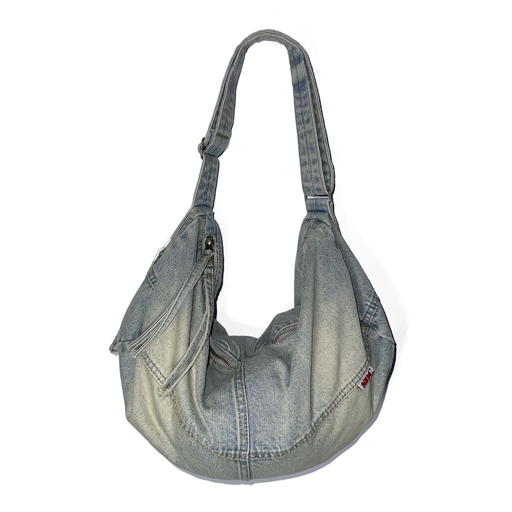 스컬프터 Washed Denim Duffle Bag Washed Blue - 위시버킷
