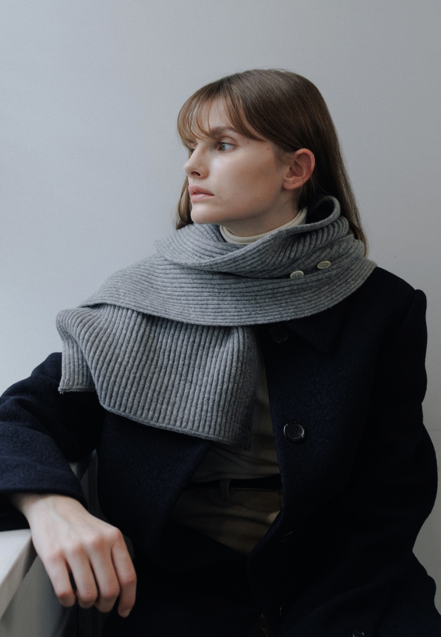 트와 CAROLYN WOOL KNIT MUFFLER (GREY) - 위시버킷