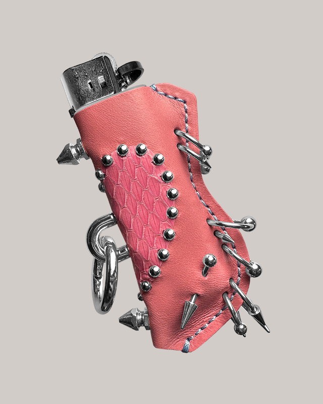 더트냅 LOVE Spike Pink Leather Lighter Holder - 위시버킷