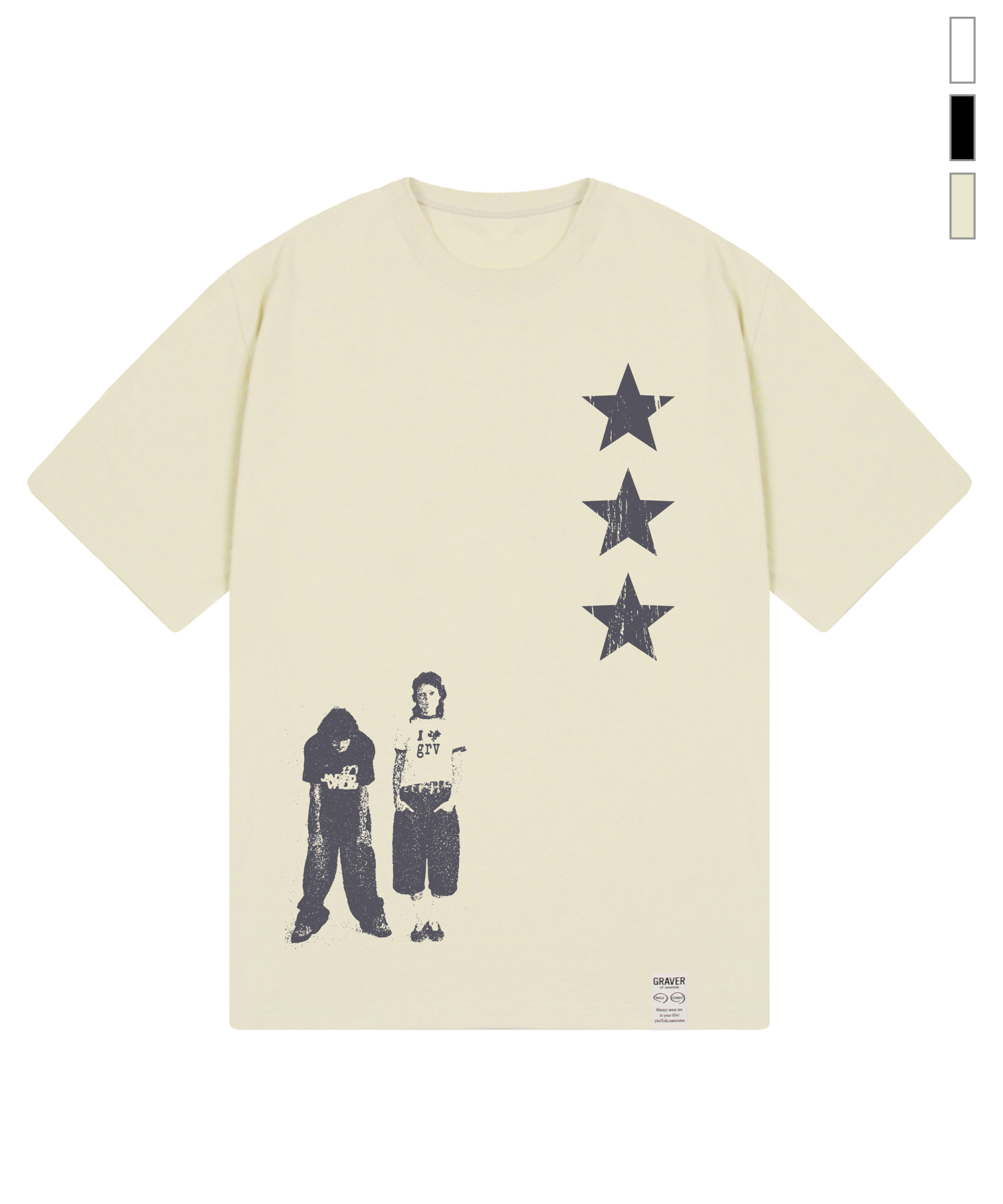 그레이버 [UNISEX]STAR3 반팔티_3color - 위시버킷