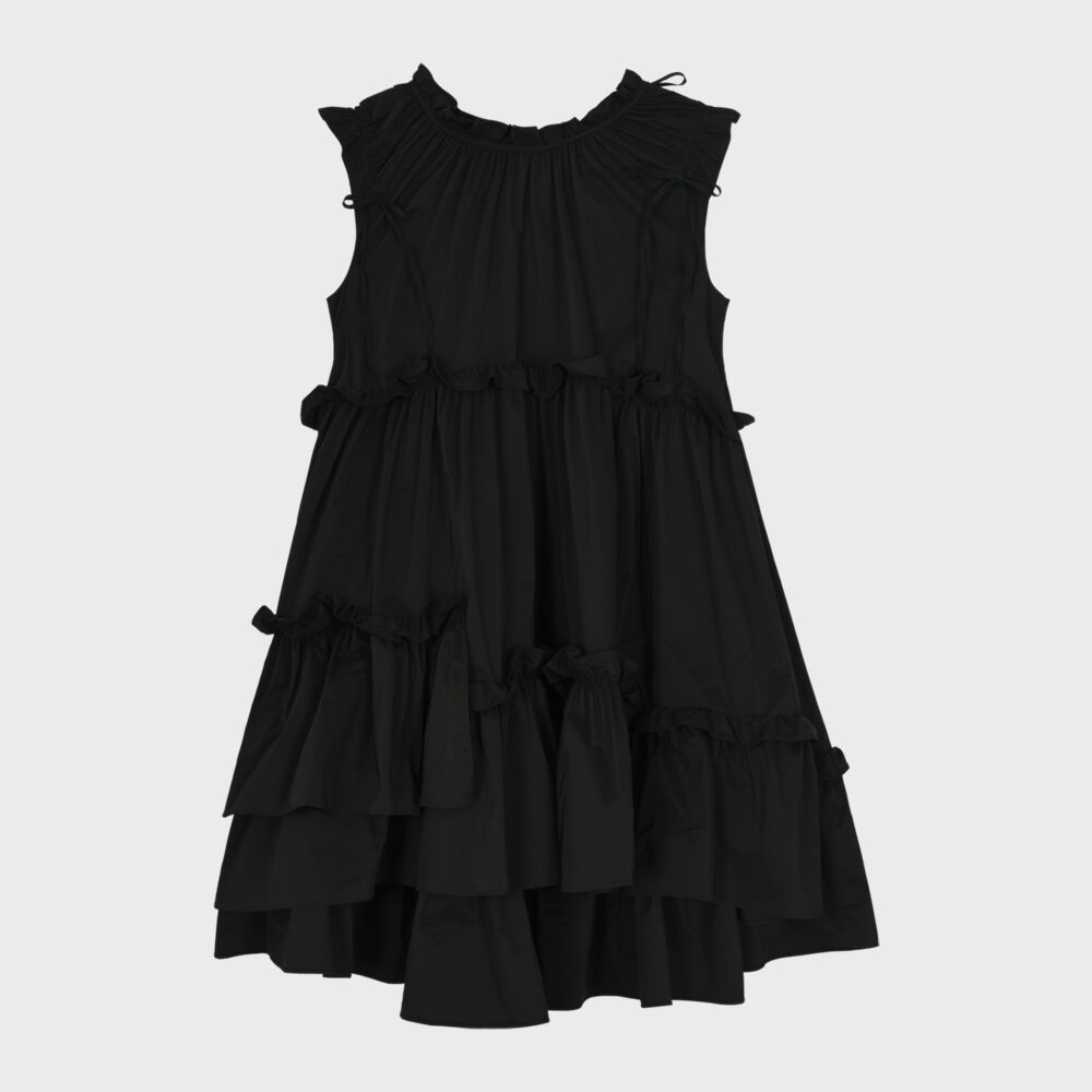 코스모스 COSMOS RIBBON RUFFLE DRESS (BLACK) - 위시버킷