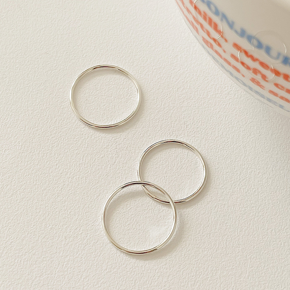 투로우데이 실버925 실반지 1mm 엥게이지 열손가락반지 (2color) - 위시버킷