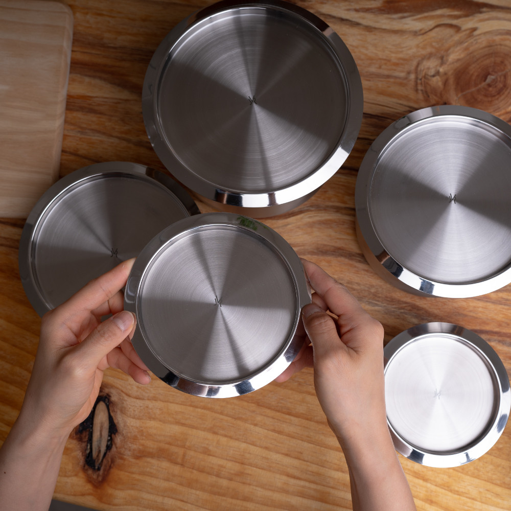 JVR JVR 국내산 올스테인리스 스텐 원형용기 캐니스터 반찬통 캠핑용기 4인가족 살림세트 - 위시버킷