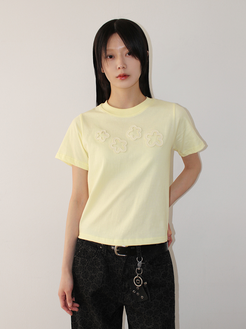 아케 FLORAL HALF T (5color!) - 위시버킷