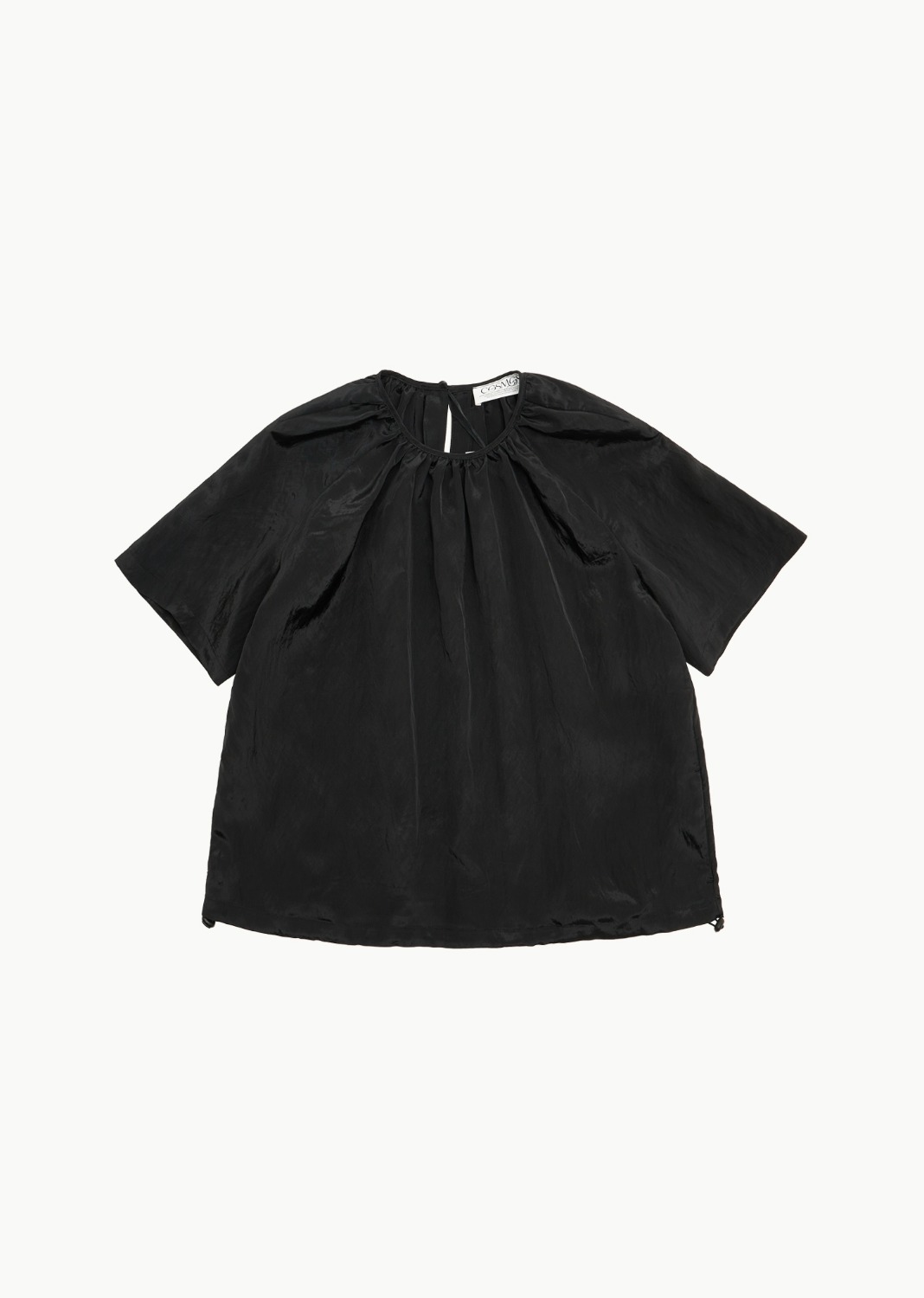 아모멘토 SHIRRING STRING BLOUSE IN BLACK - 위시버킷