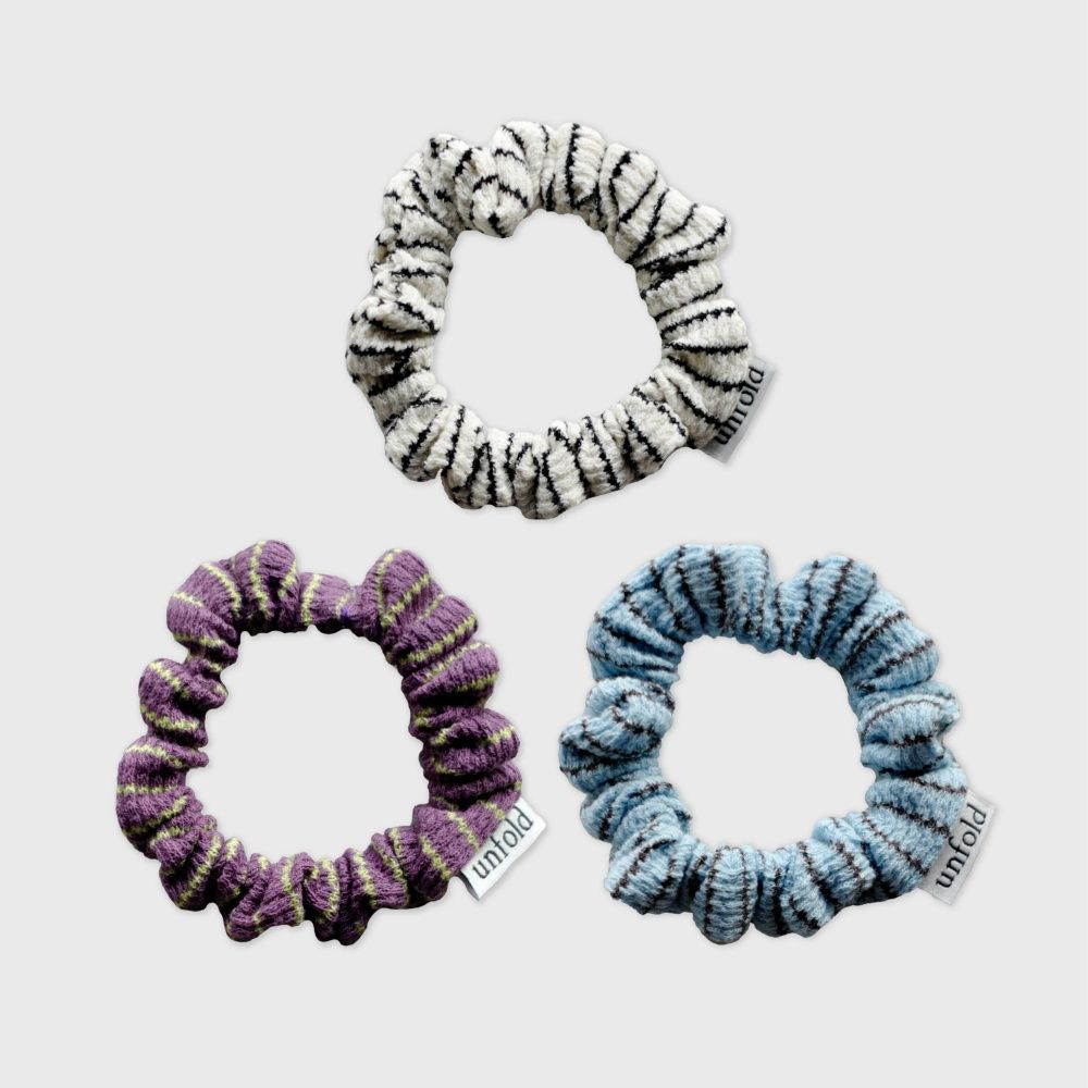 언폴드 Basic stripe scrunchie SET - 위시버킷