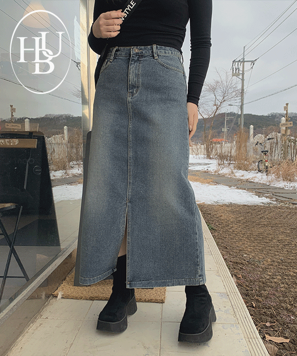 하비언니 10048 [4천장돌파] Made 애쉬 슬릿 데님 롱스커트 Xs~2xl 위시버킷