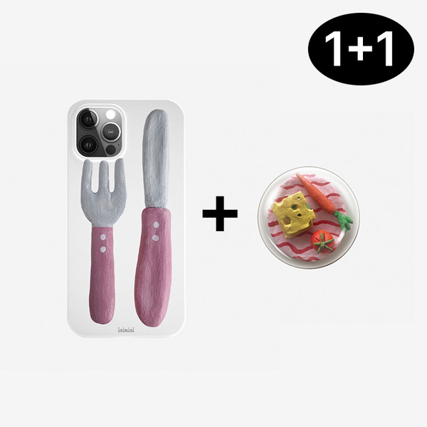 찹스틱스 [1+1] inimini | Pink cutlery case + Cheese plate griptok - 위시버킷