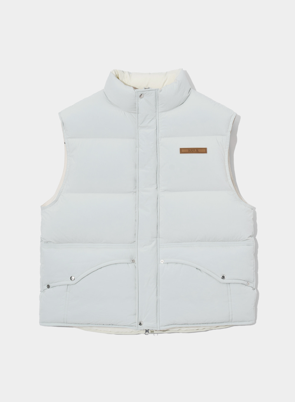 세터 Curved Pocket Duck Down Padding Vest - Light Gray - 위시버킷