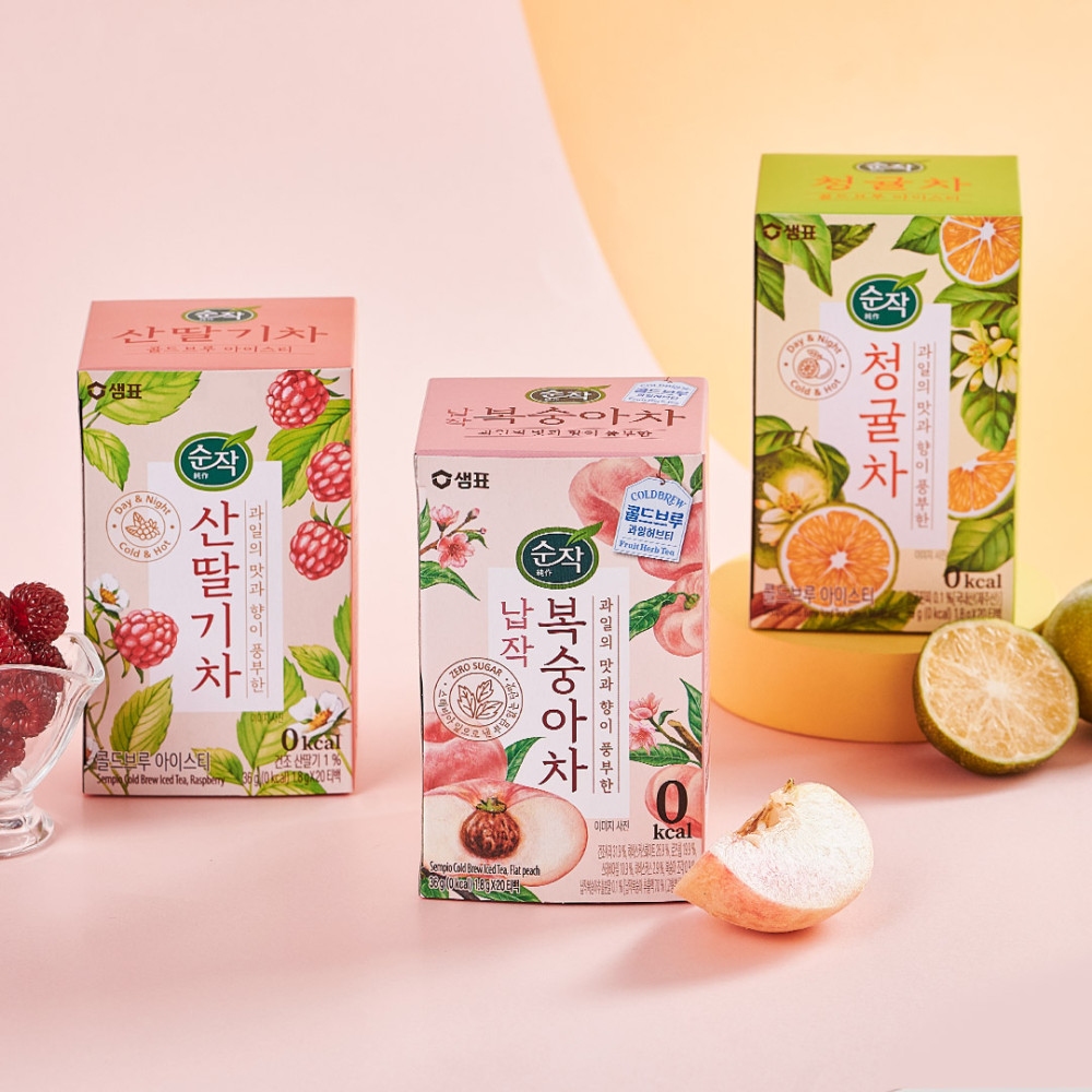 순작 순작 납작복숭아차 티백 과일허브티 청귤차 산딸기차 3개 골라담기 위시버킷