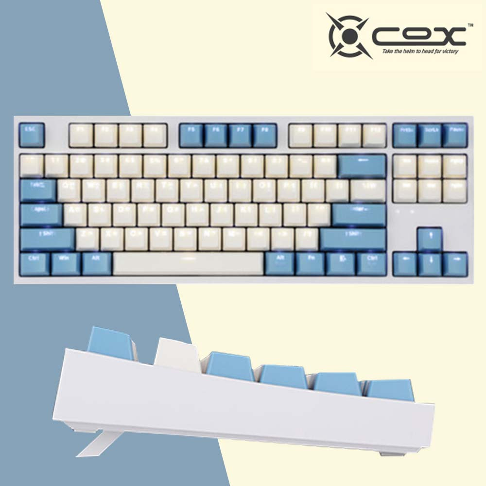 콕스 COX 콕스 COX CK87 크림블루 갈축 텐키리스 유선 게이밍 기계식 게이트론 키보드 - 위시버킷
