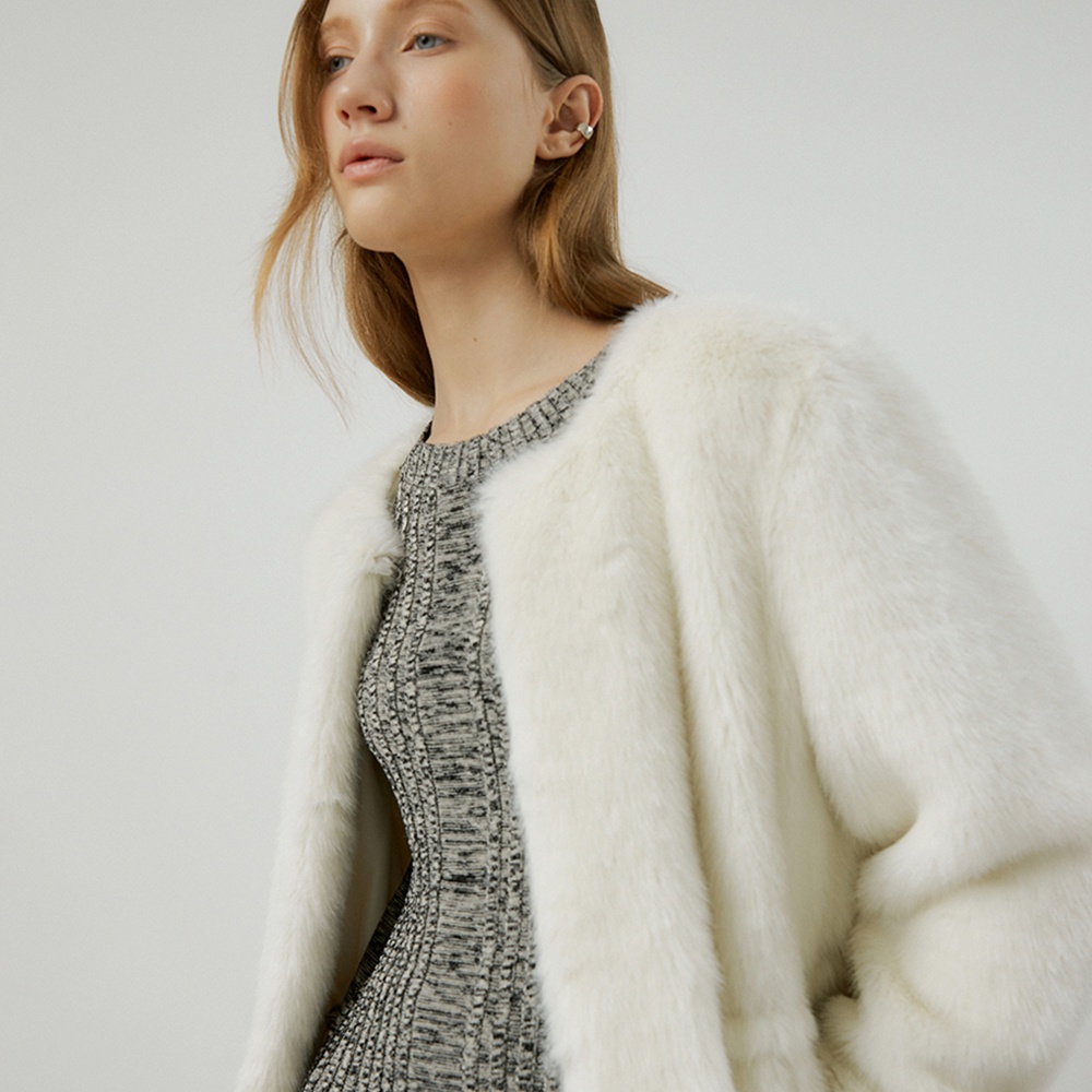 몰리올리 ANNA round neck half coat [white] - 위시버킷