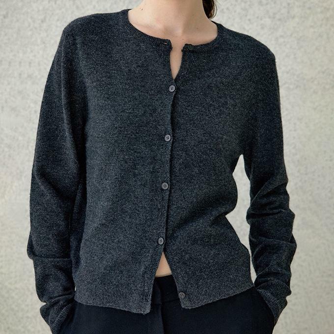하고 [랠리특가]tetu cashmere round cardigan (charcoal) - 위시버킷