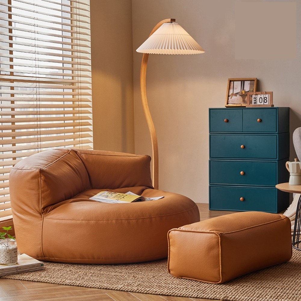 윌비 WILL B [WillB] SOFT LEATHER EPP 1인 빈백 소파 풋스툴 - 위시버킷