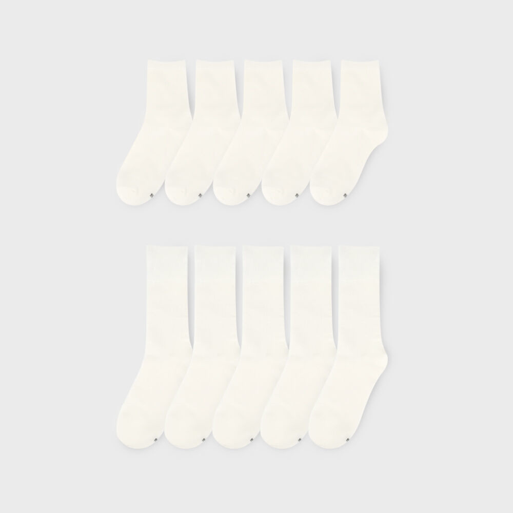 일오공칠 [1+1] [5PACK+5PACK] 1507 베이직 트라우져 뱀부 삭스(쾌적한 대나무 섬유 양말) -아이보리 - 위시버킷