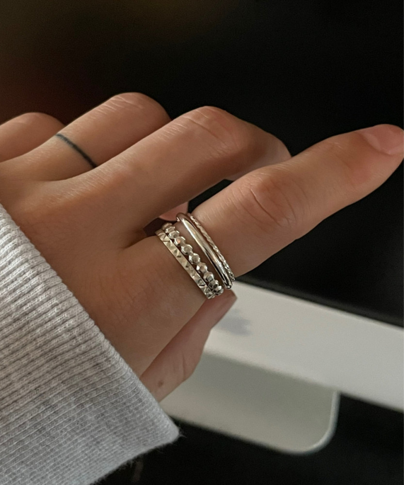 어나더베이스 [어나더베이스] 믹스 레이어드 세트 링 silver925 콤보 데일리 심플 - 위시버킷