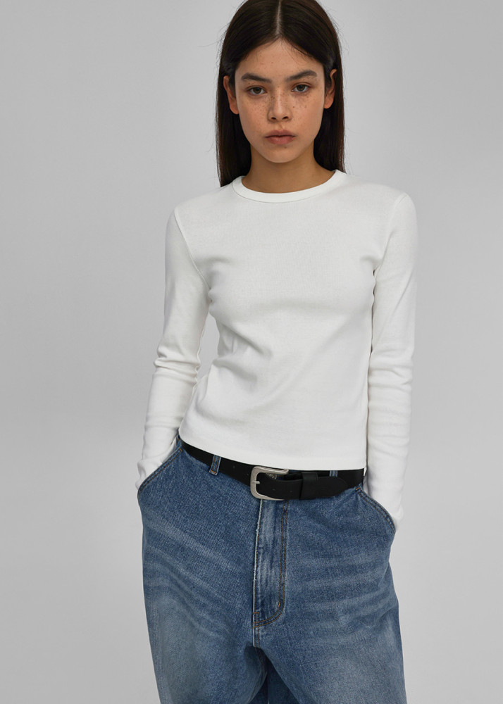 블랙업 [3천장판매] [B-BASIC] 스탠다드 라운드 긴팔티 (2SIZE) - 위시버킷