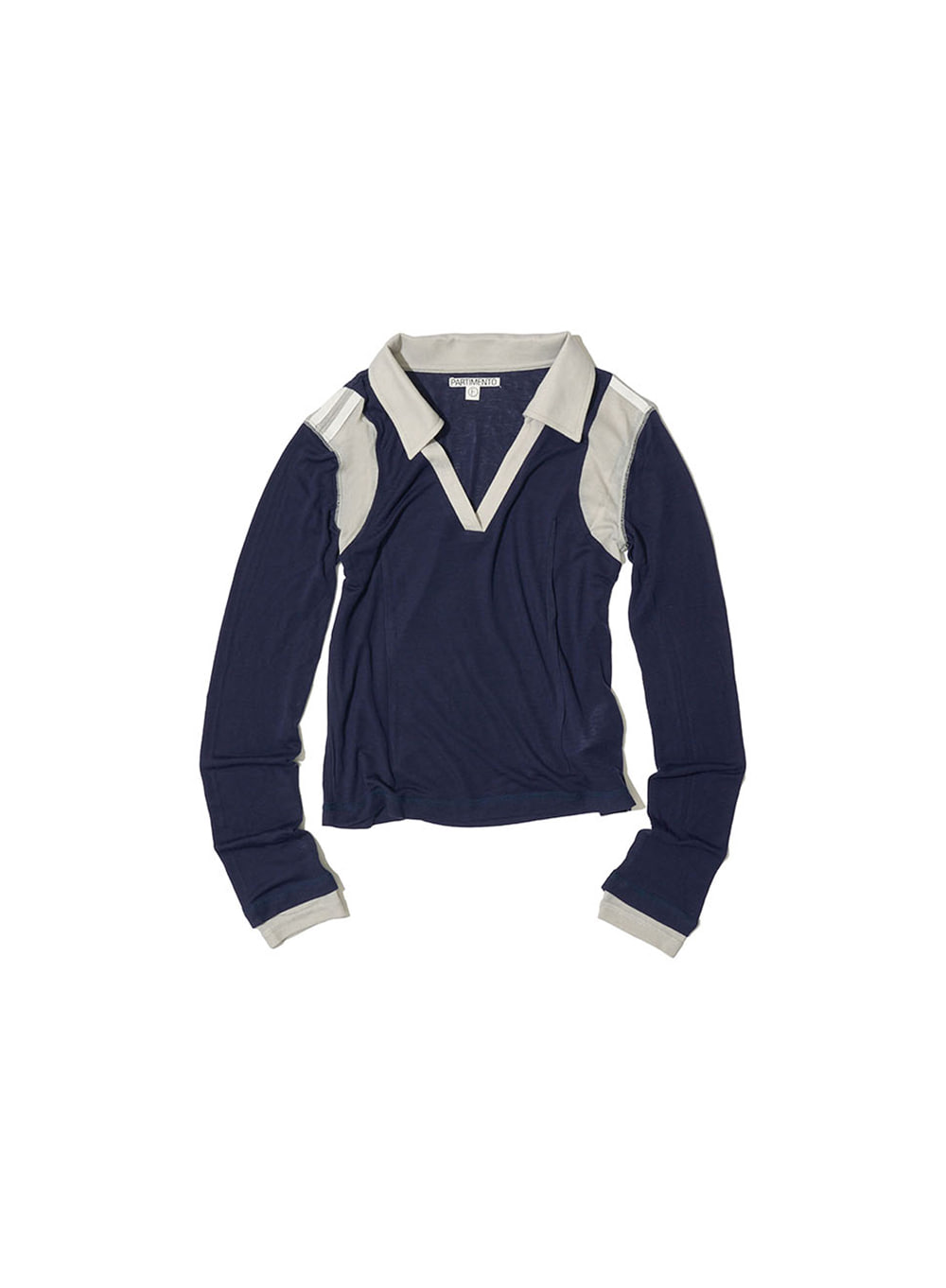 파르티멘토 [WOMEN] COLOR BLOCK COLLARED TOP_NAVY - 위시버킷