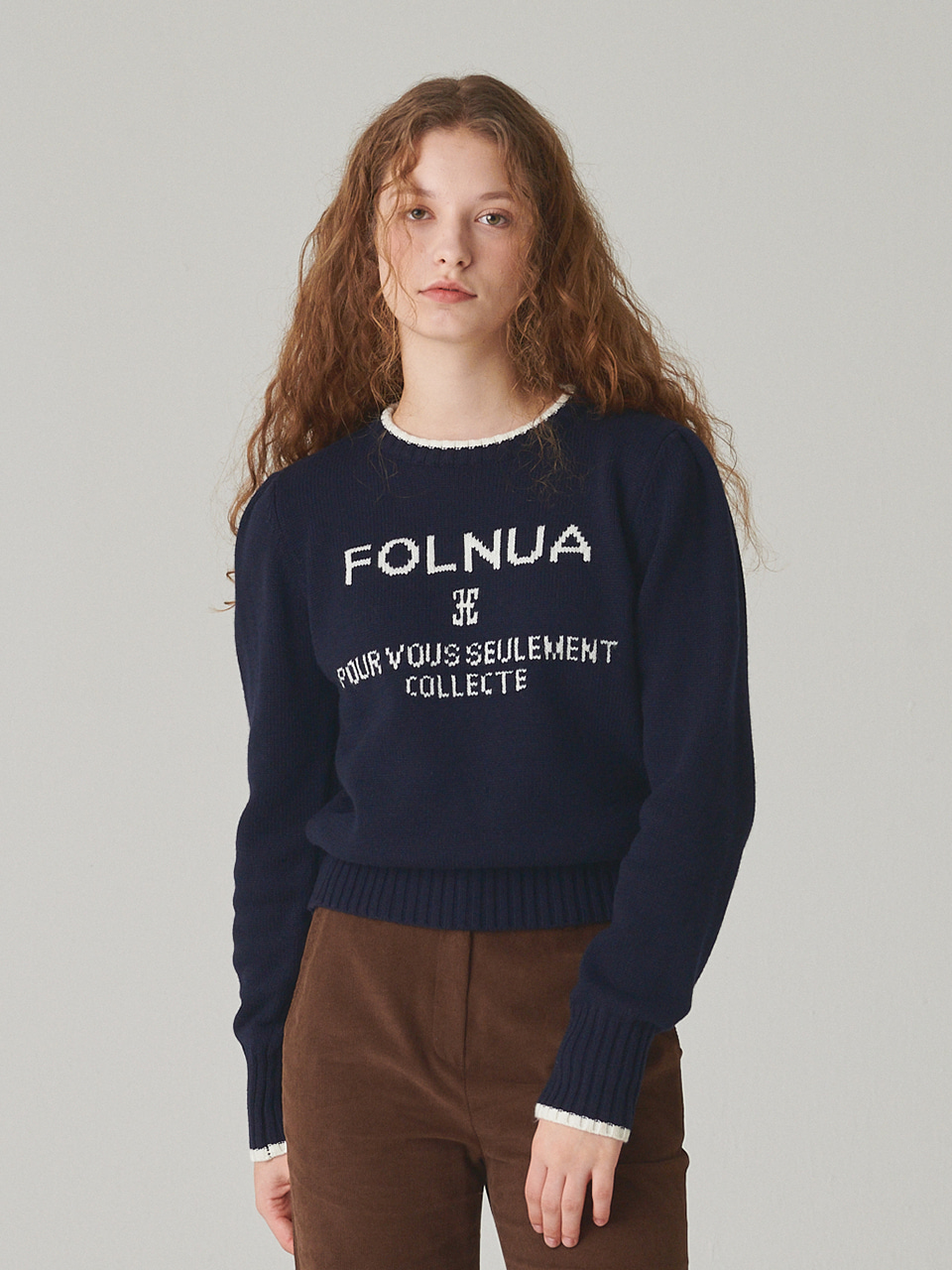 폴뉴아 Classic Puff Knit - navy클래식 퍼프 니트 - 위시버킷