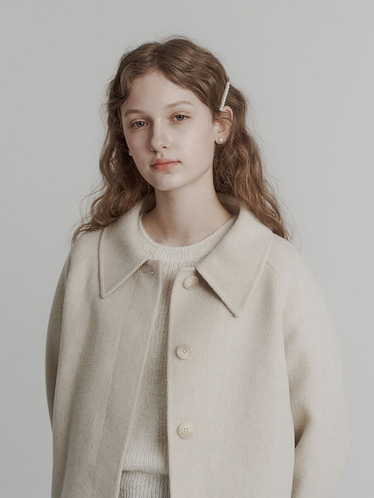 레테라 23fw wool Haringbone fabric Handmade short jacket_oatmeal - 위시버킷