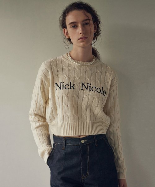 닉앤니콜 NICOLE CABLE CROP KNIT_CREAM - 위시버킷