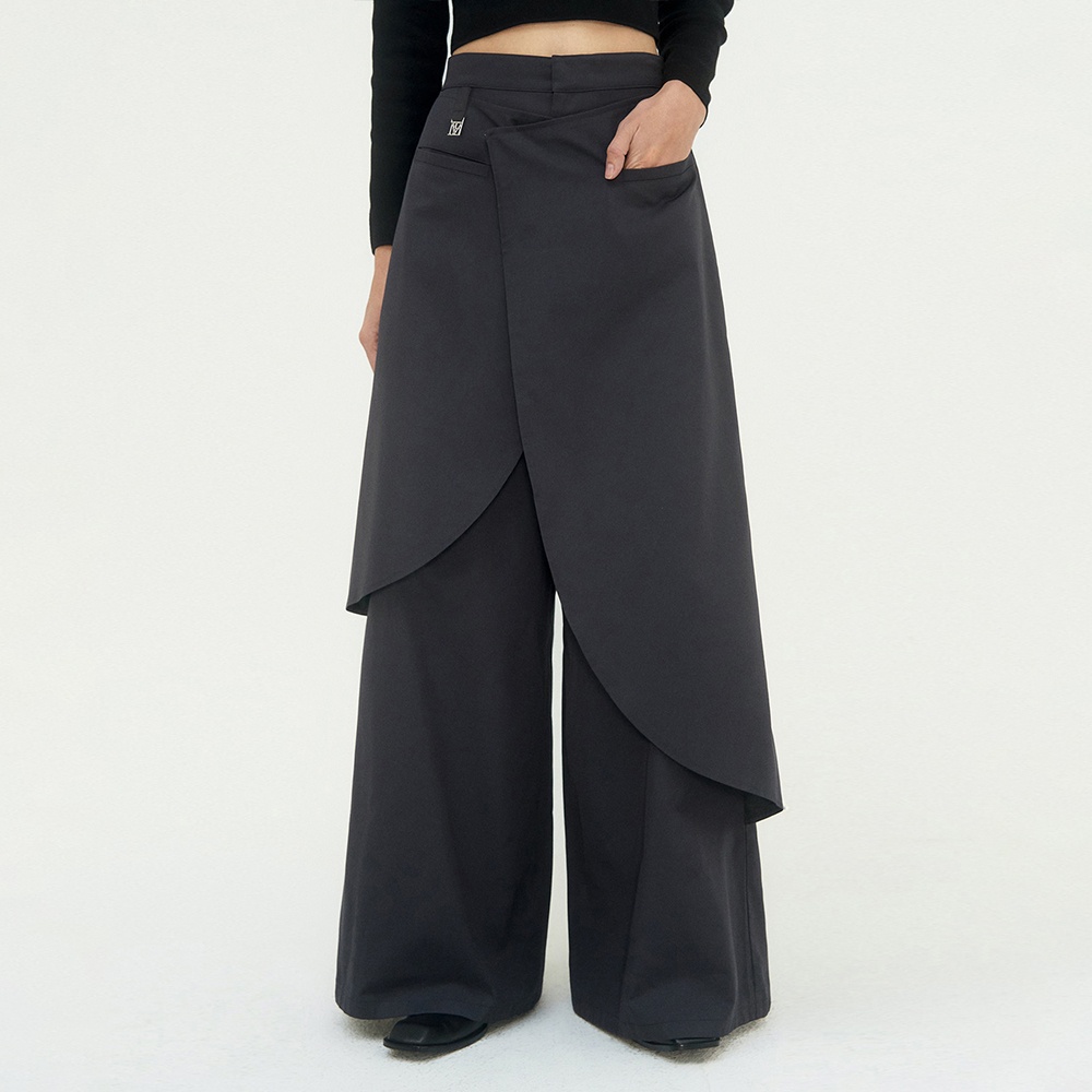 트리밍버드 Wrap Double-layered Pants [Charcoal] - 위시버킷