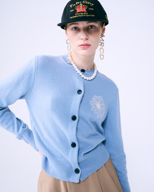 마르디 메크르디 CASHMERE BLENDED CARDIGAN ROUND NECK_SKY IVORY - 위시버킷