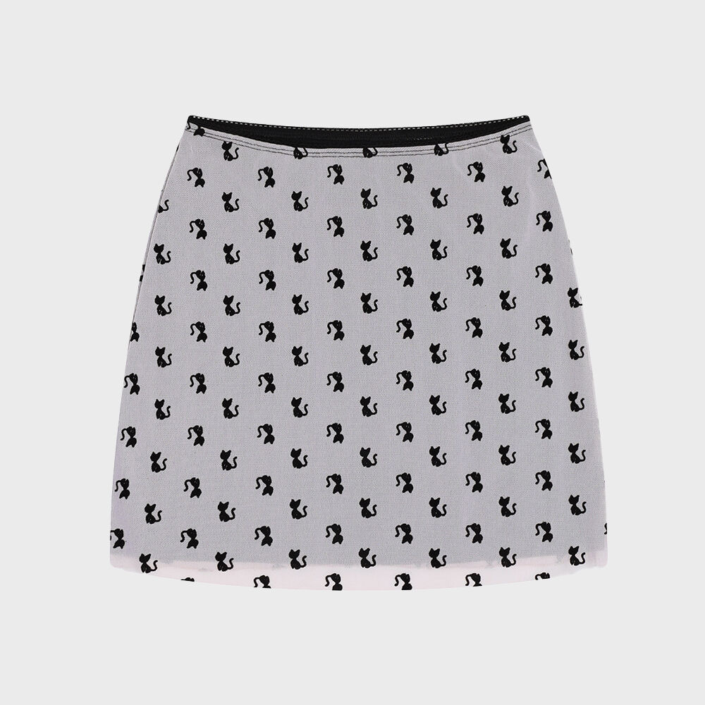 하이스쿨디스코 Cats mesh skirt_Pink - 위시버킷