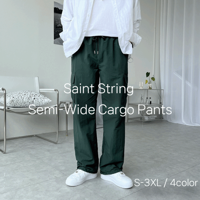 에이센트 세인트 스트링 세미와이드 카고 팬츠 [4color/M-3XL] - 위시버킷