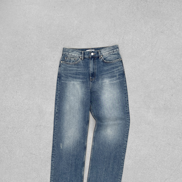 라벨아카이브 flower rivet distressed jeans mid blue wash - 위시버킷