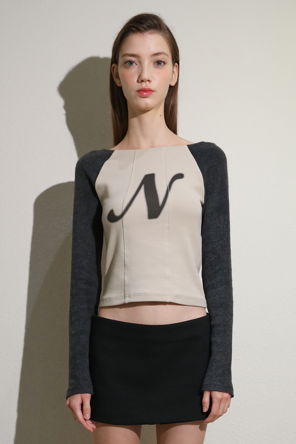 나나크루 N BRUSHED MOHAIR WOOL T-SHIRT - WARM BEIGE - 위시버킷