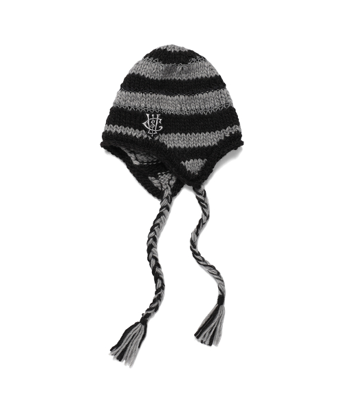 카비시 STRIPED EAR FLAP BEANIE BLACK(CV2EFUAB33A) - 위시버킷