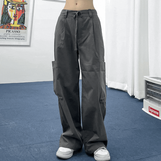 미오 y2k wide half long pt! 2col - 위시버킷