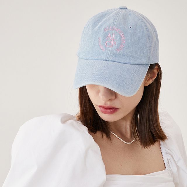 올인컴플리트 Round Logo Ball Cap (light blue denim) - 위시버킷