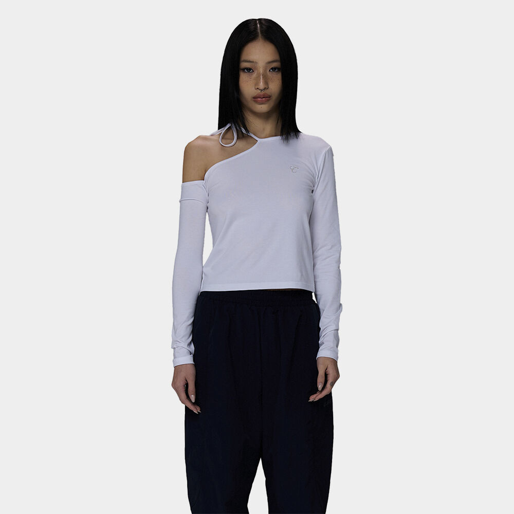 큐리티 C UNBALANCED STRING T-SHIRT_WHITE - 위시버킷