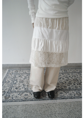 에프터먼데이 mix fabric lace skirt (2c) - 위시버킷