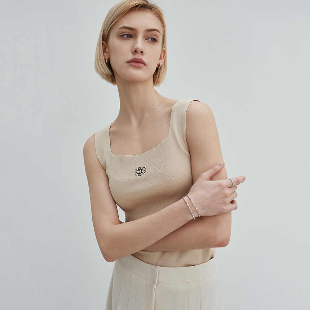 닉앤니콜 NICOLE SQUARE NECK SLEEVELESS_BEIGE - 위시버킷