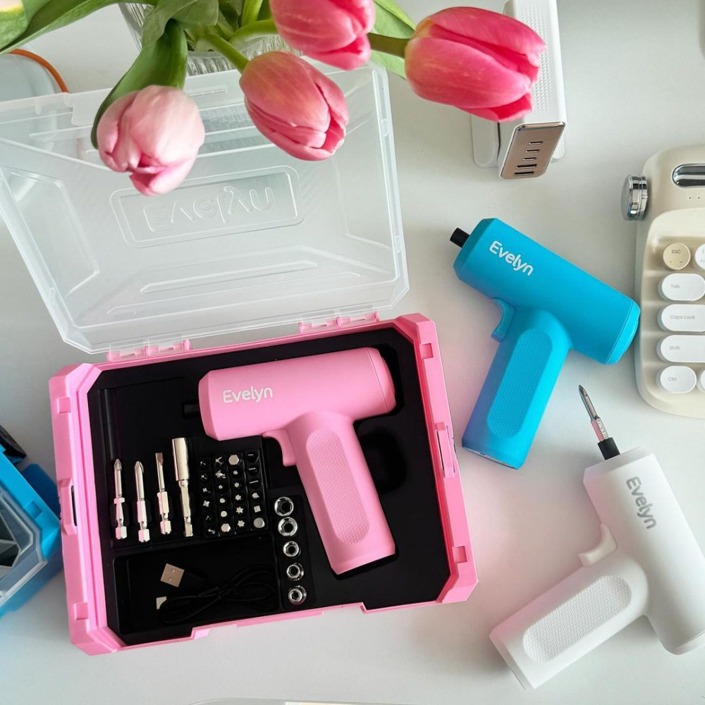 EVELYN 이블린 미니 전동드라이버 3.7V 가정용 전동공구 세트 소형 무선 충전드릴 - 위시버킷