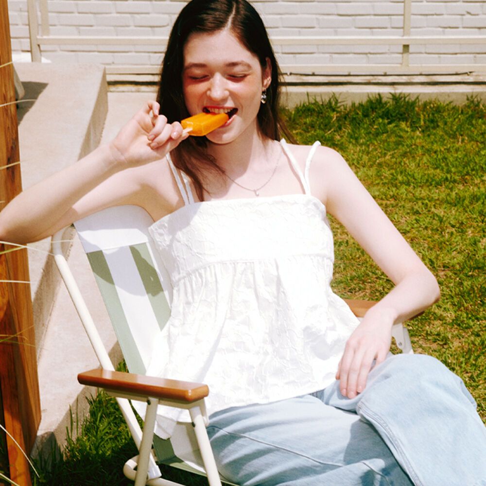 유어네임히얼 자카드 러플 슬리브리스 (3COL) - 위시버킷