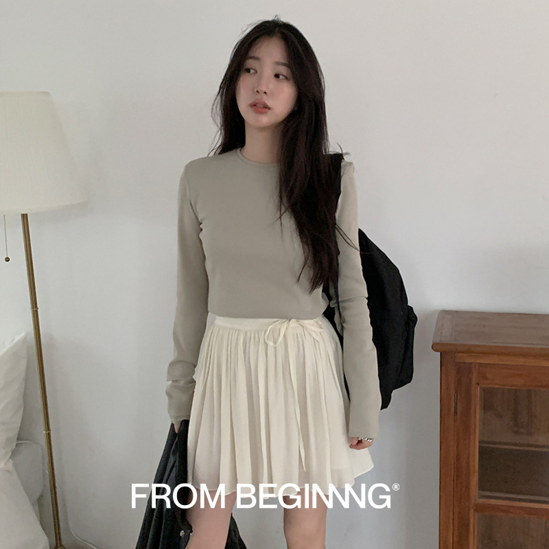 프롬비기닝 프롬비기닝 단독 여리핏롱슬리브간절기 Made 프리미엄 골지 라운드 티셔츠 긴팔티 기본티 레이어드티 골지티 이너티 겨울하객룩 긴팔이너티 위시버킷