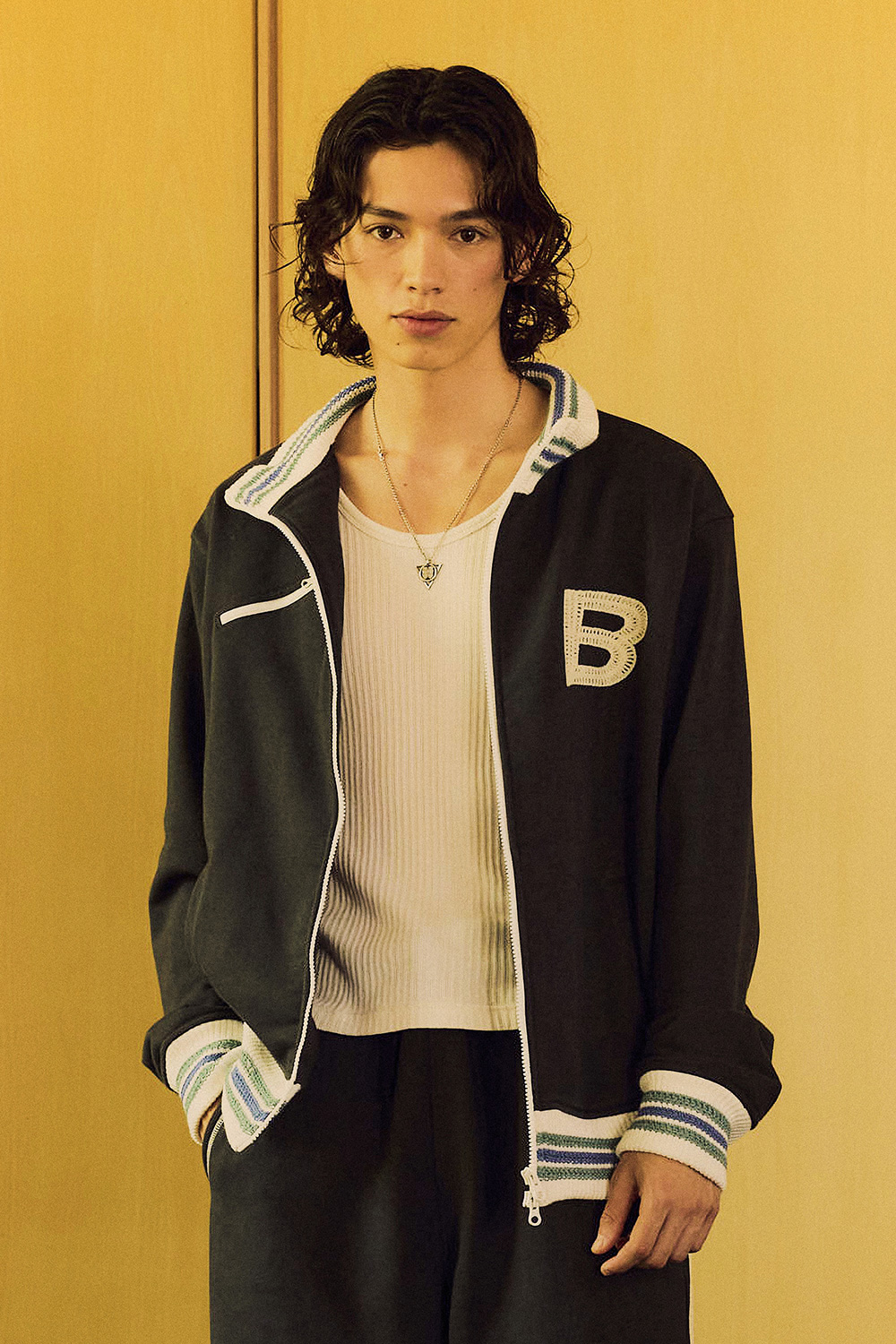 블러 BLUR KNIT RIB ZIP-UP TRACK JACKET - DEEP CHARCOAL - 위시버킷
