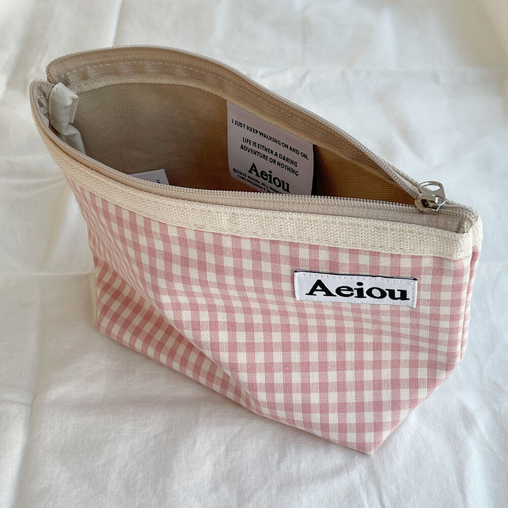아에이오우 Aeiou Basic Pouch (L size) Cherry Blossom Check - 위시버킷