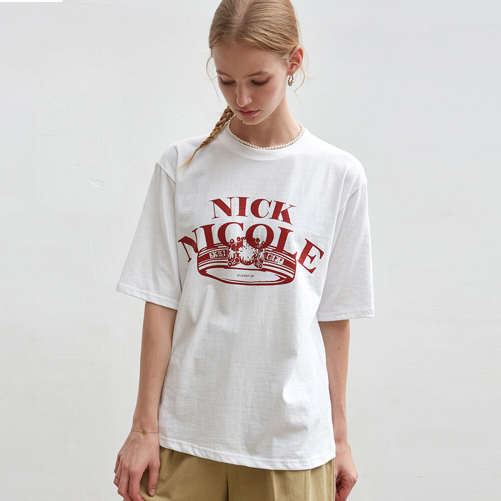 닉앤니콜 NICOLE RING VINTAGE HALF TEE_RED WINE - 위시버킷