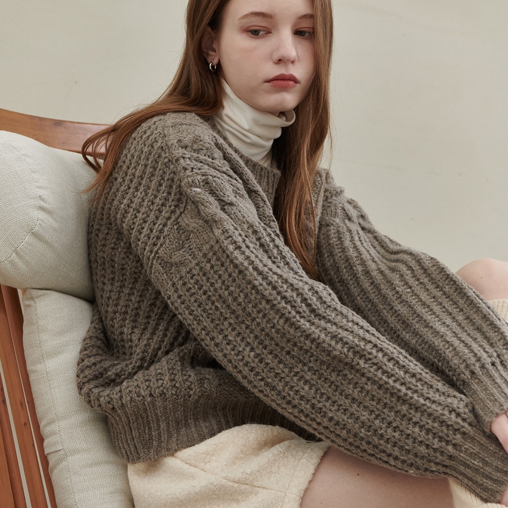 판도라핏 Niki Cable Round Knit - 위시버킷