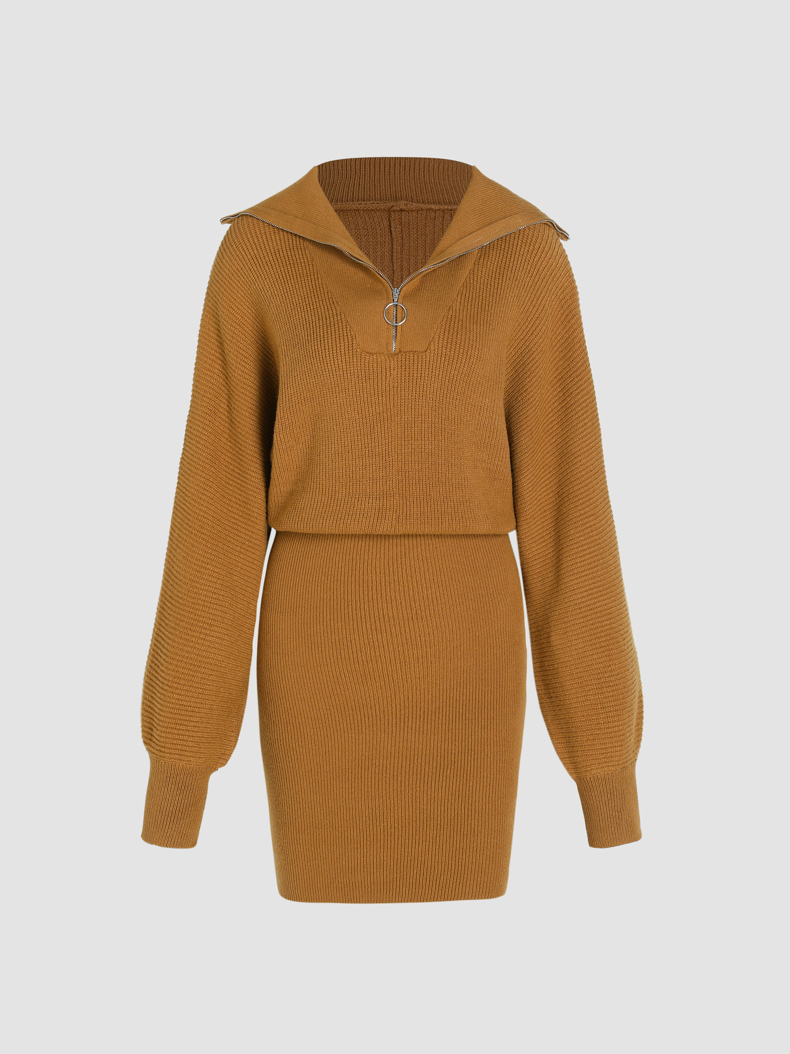 사이다 CIDER Zip Up Collar Knitted Dress - 위시버킷